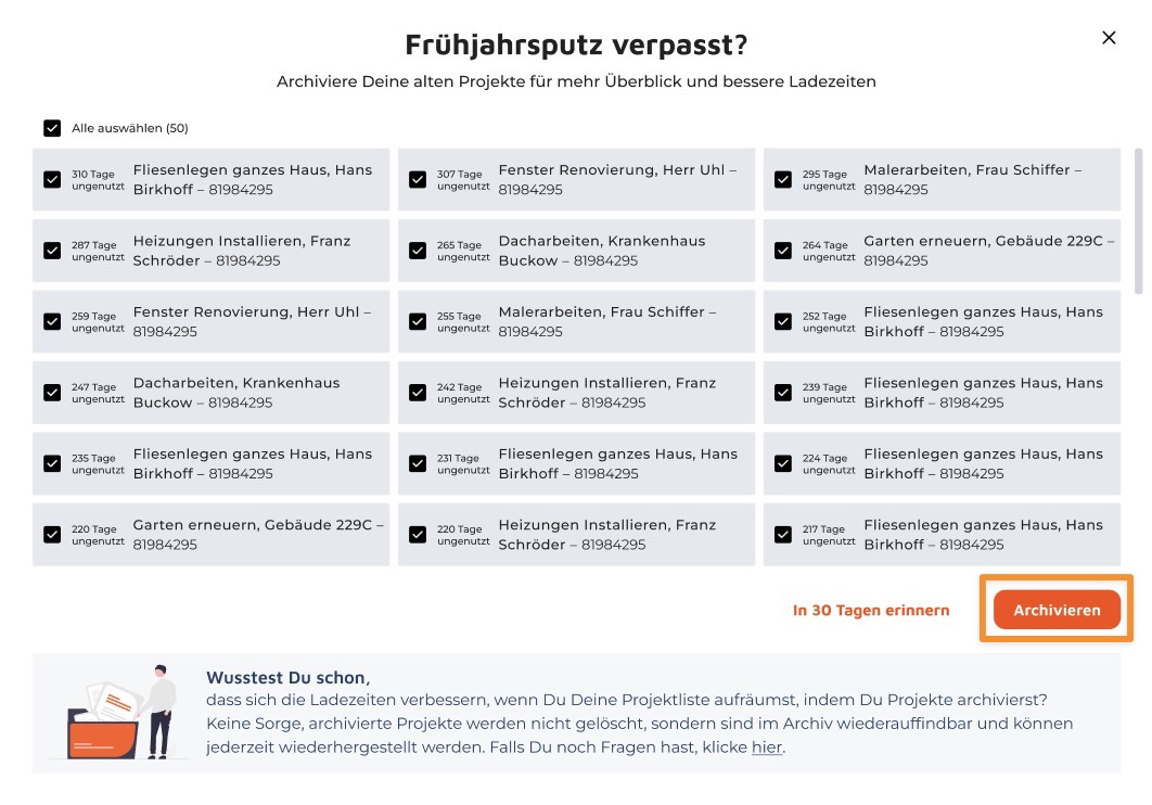 🖥️ - Wie kann ich die Ladezeiten meiner Projektliste optimieren ... 🖥️ - Wie kann ich die Ladezeiten meiner Projektliste optimieren ...