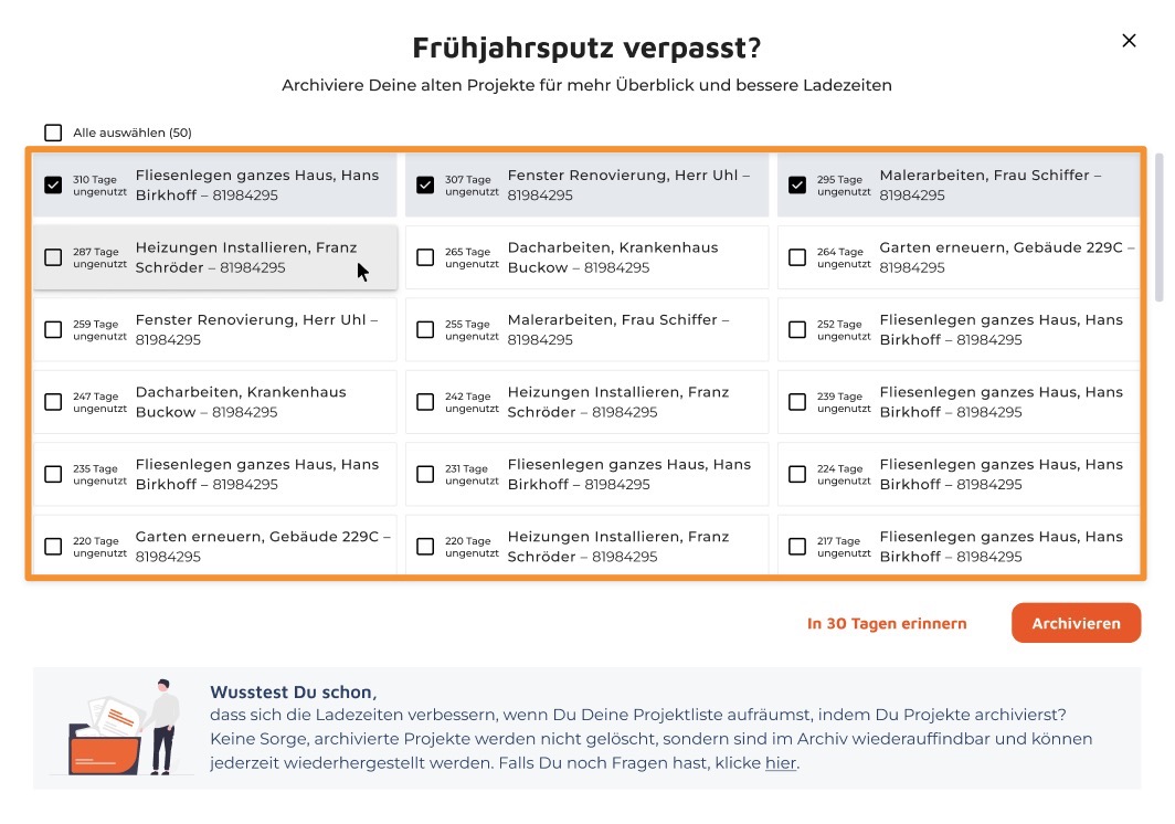🖥️ - Wie kann ich die Ladezeiten meiner Projektliste optimieren ... 🖥️ - Wie kann ich die Ladezeiten meiner Projektliste optimieren ...